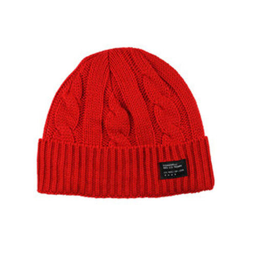 Fourstar Cable Knit Fold Beanie Red – Metropolitan