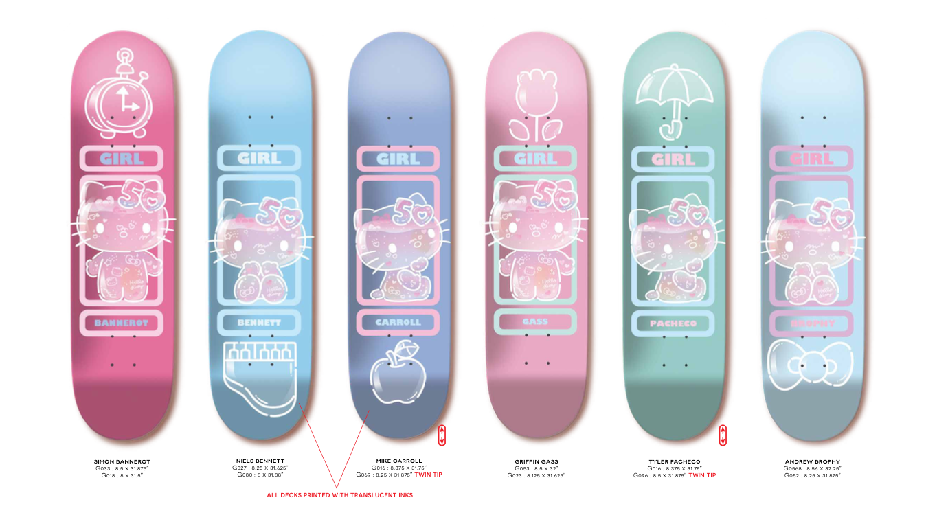 Girl x Hello Kitty Skateboard Deck 50th Anniversary Niels Bennett 8 ...